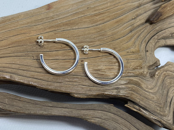 small square section sterling silver hoops – 925 Silver